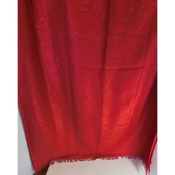 Unbranded | Accessories | Large Long Red Metallic Fringe Edged Triangle ...